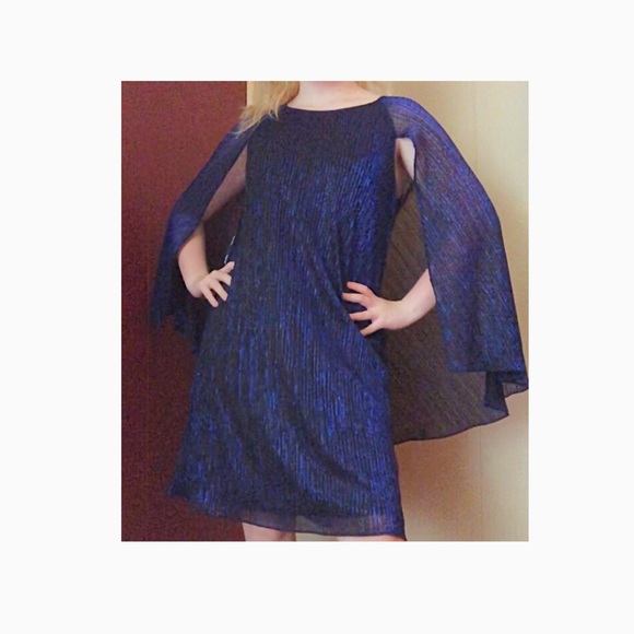 Calvin Klein | Dresses | Calvin Klein Pleated Shimmer Sheath Cape Dress ...